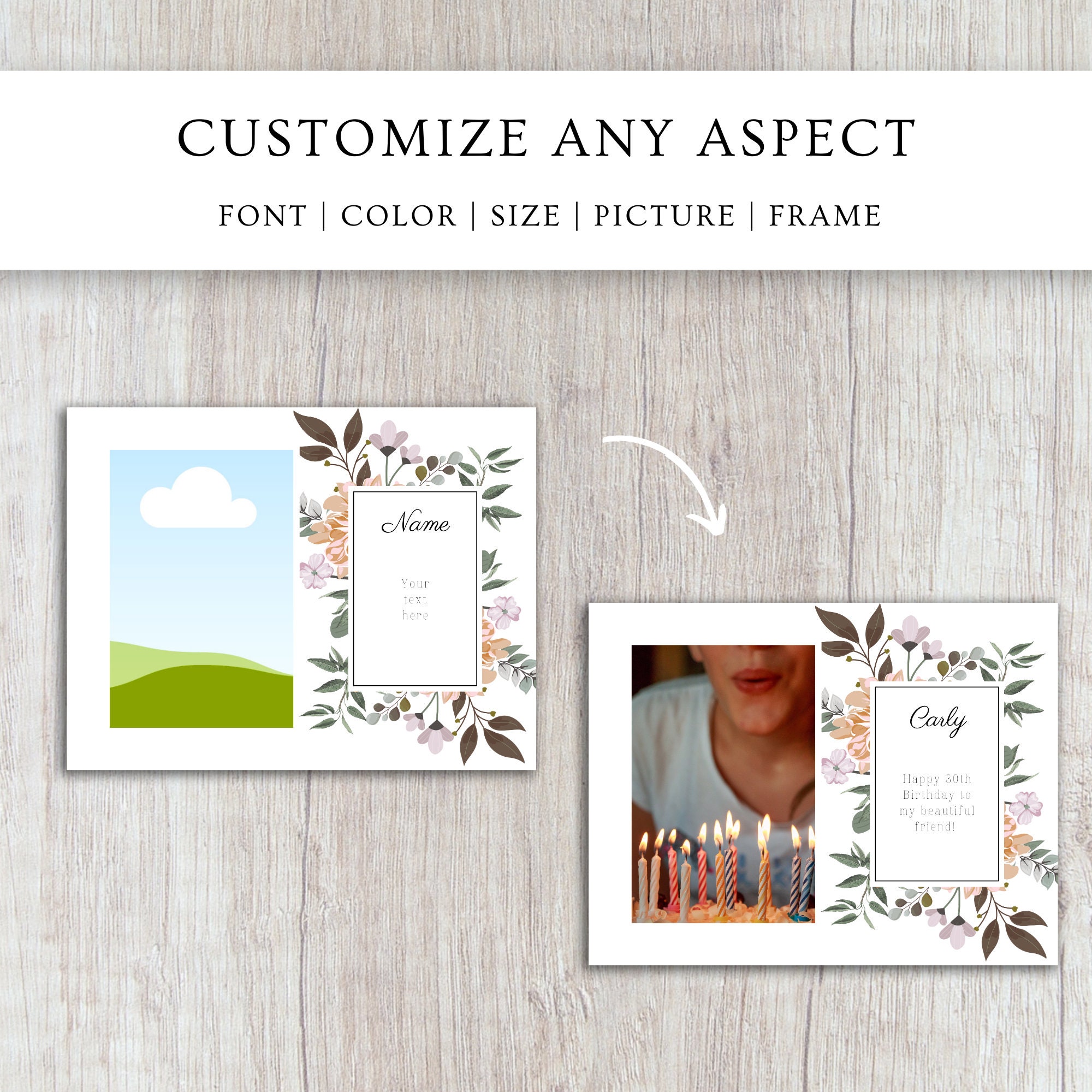 Custom Birthday Card Canva Template for Birthday Card Template Online ...