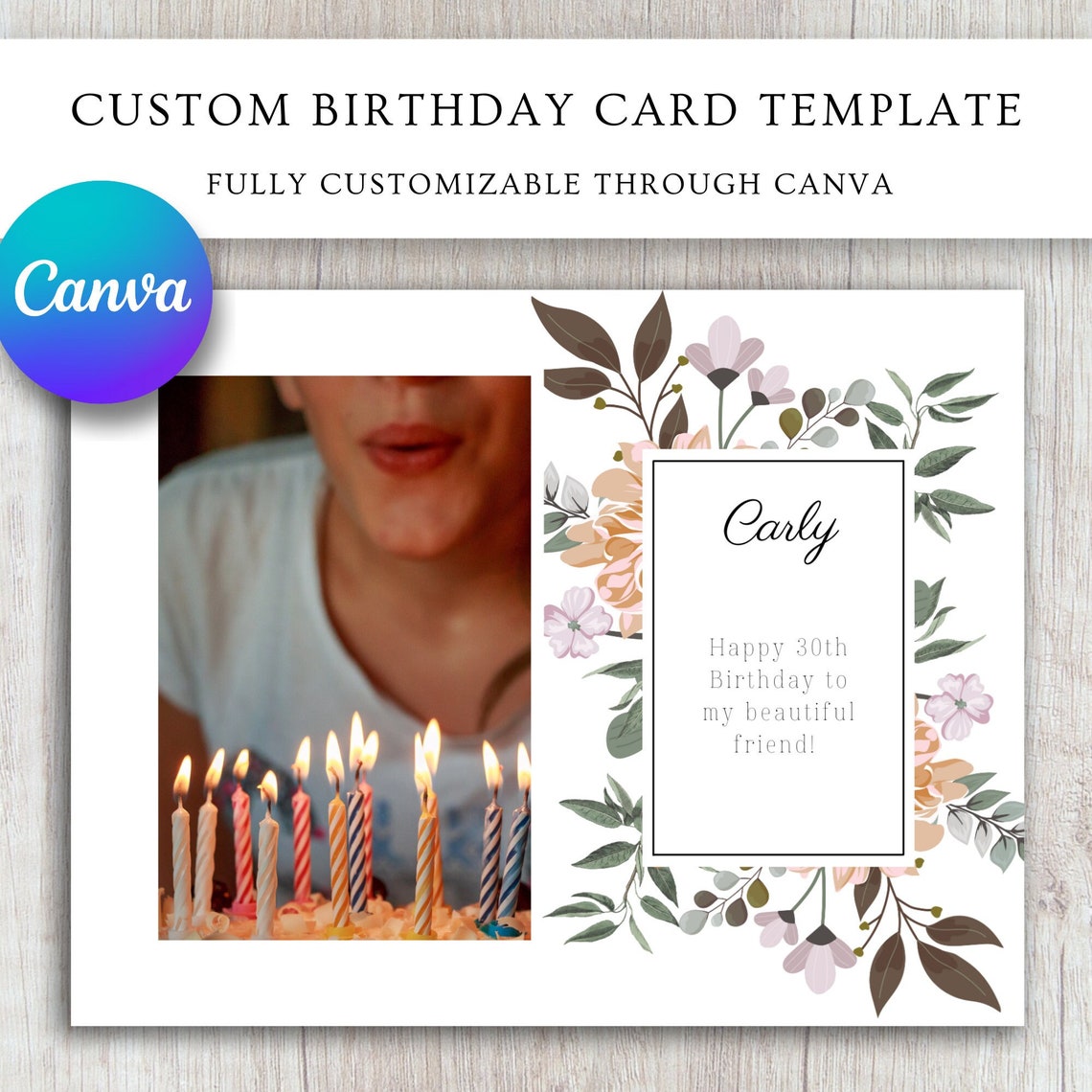 Custom Birthday Card Canva Template for Birthday Card Template Online ...
