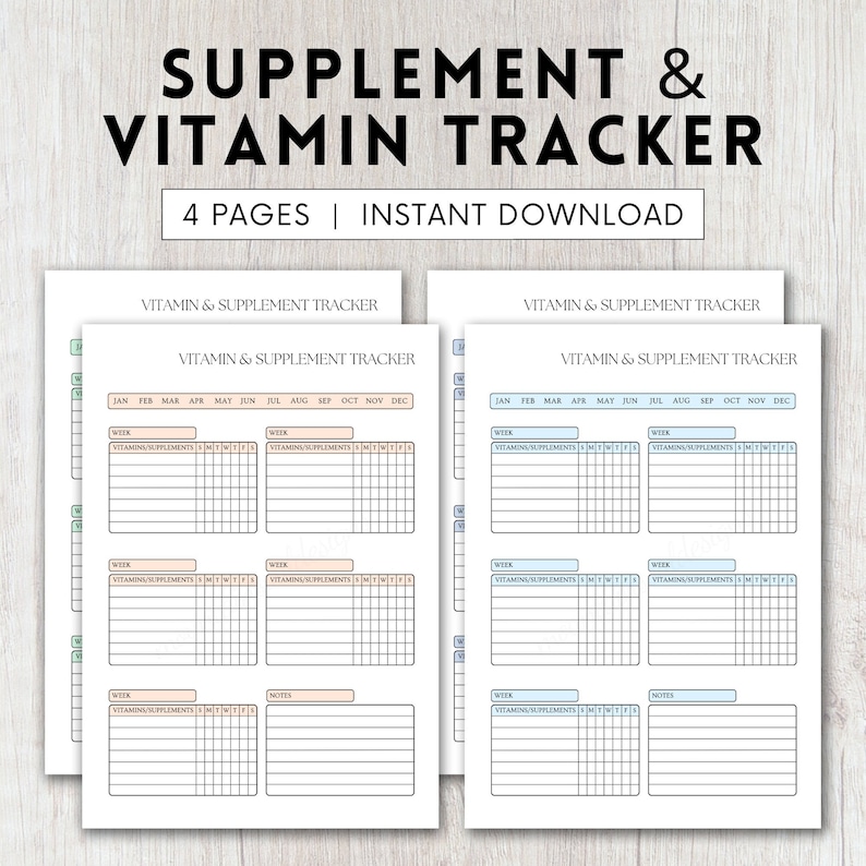Vitamin Tracker Digital Supplement Tracker for Vitamin and Supplement ...