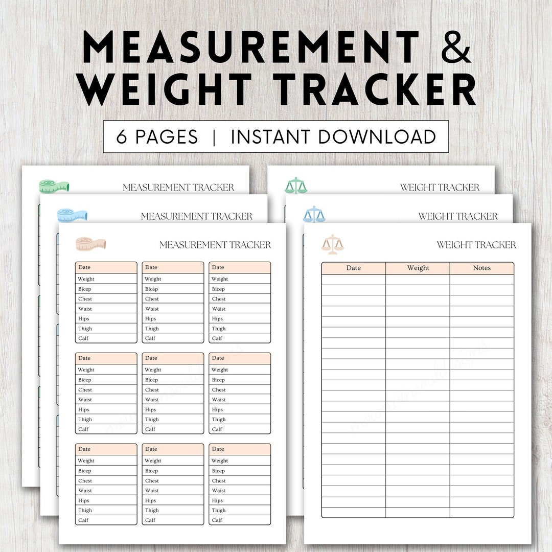 Measurement Tracker Weight Loss Planner for Weight Tracker Journal for ...
