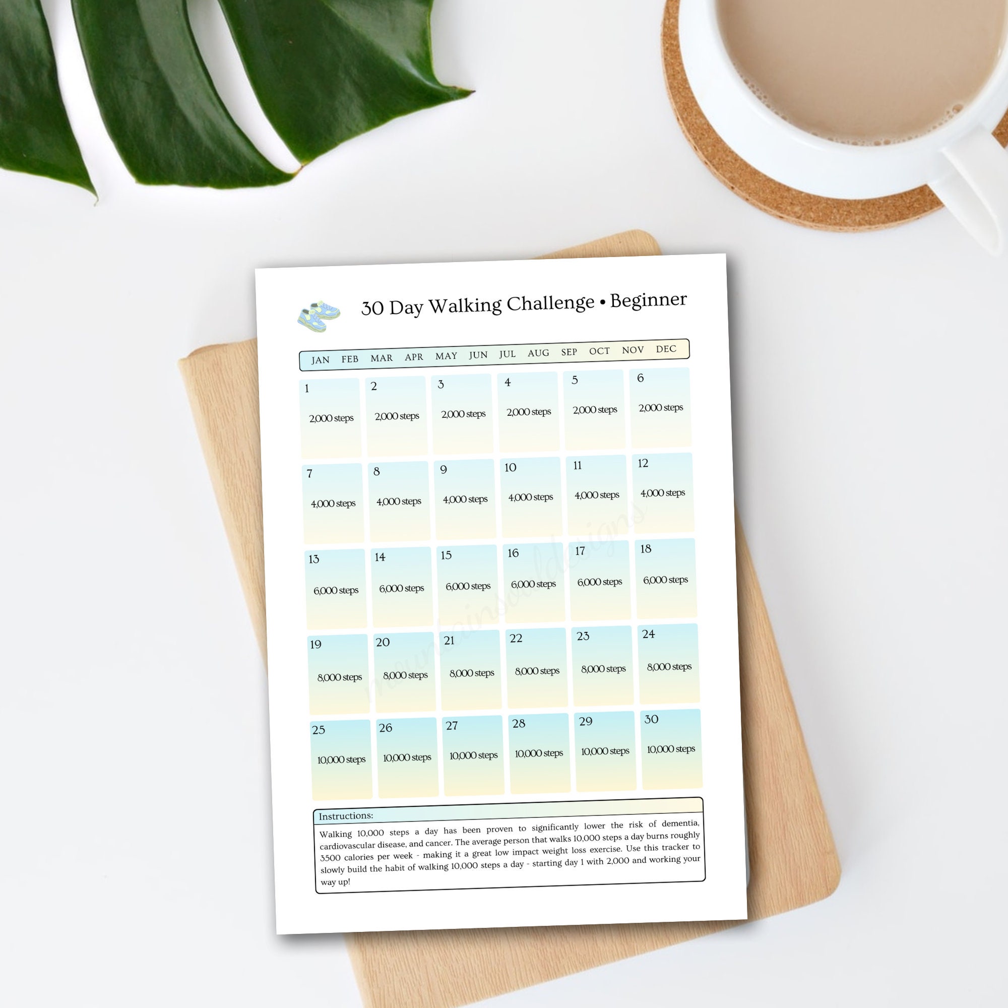 30 Day Step Challenge Tracker: Walking Activity (digital Download) - Etsy