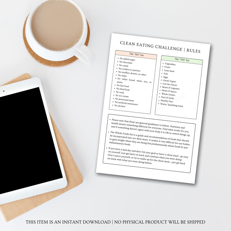 Clean Eating 30-day Challenge Planner (digital Download) - Etsy
