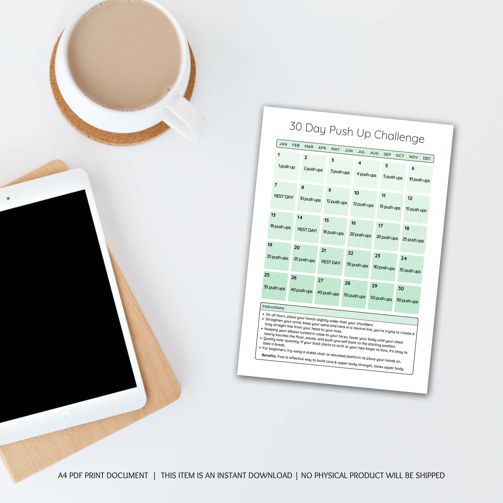 30 Day Fitness Challenge Tracker: Wellness Planner (digital Download ...