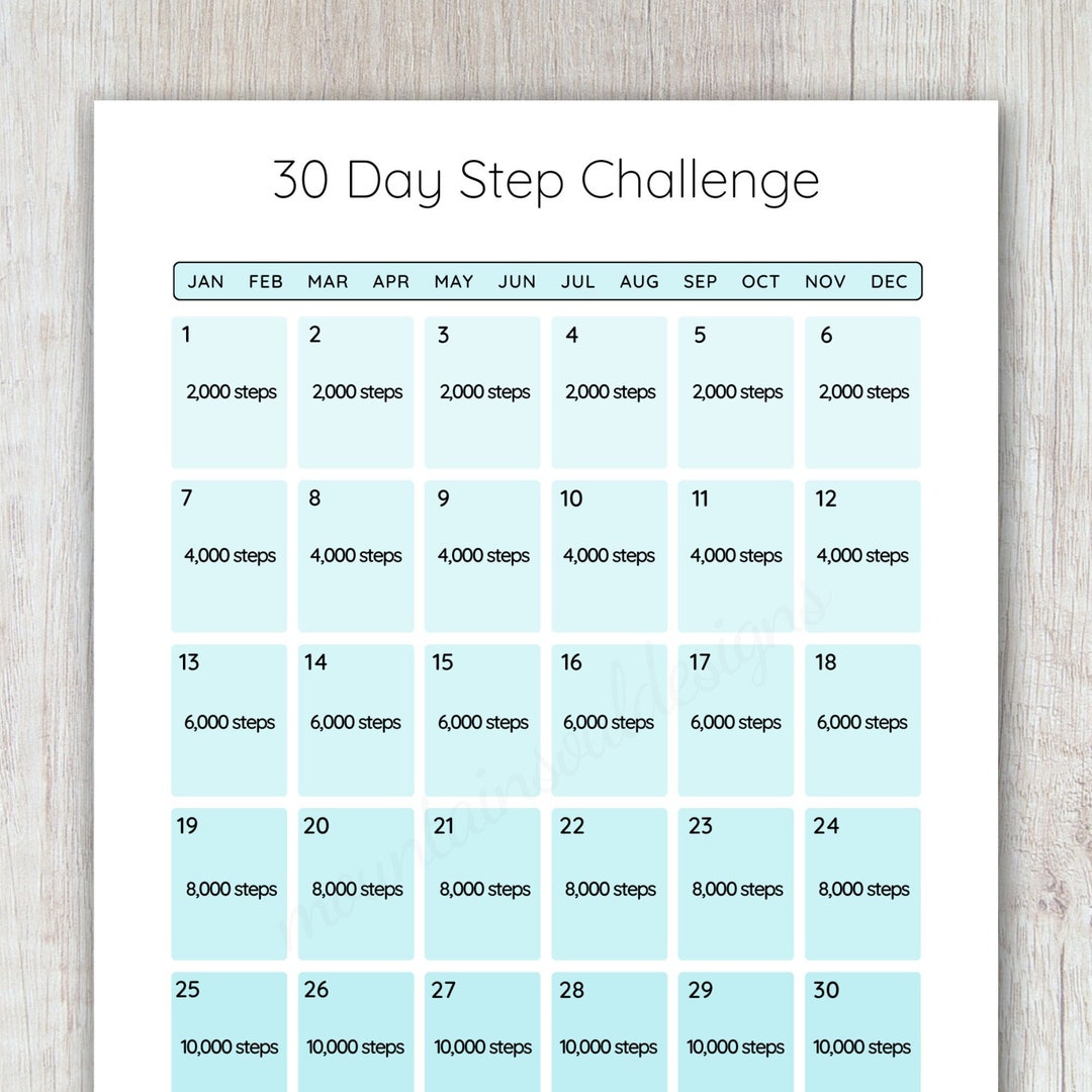 Walking Challenge 30 Day for Step Challenge 30 Day Tracker for - Etsy