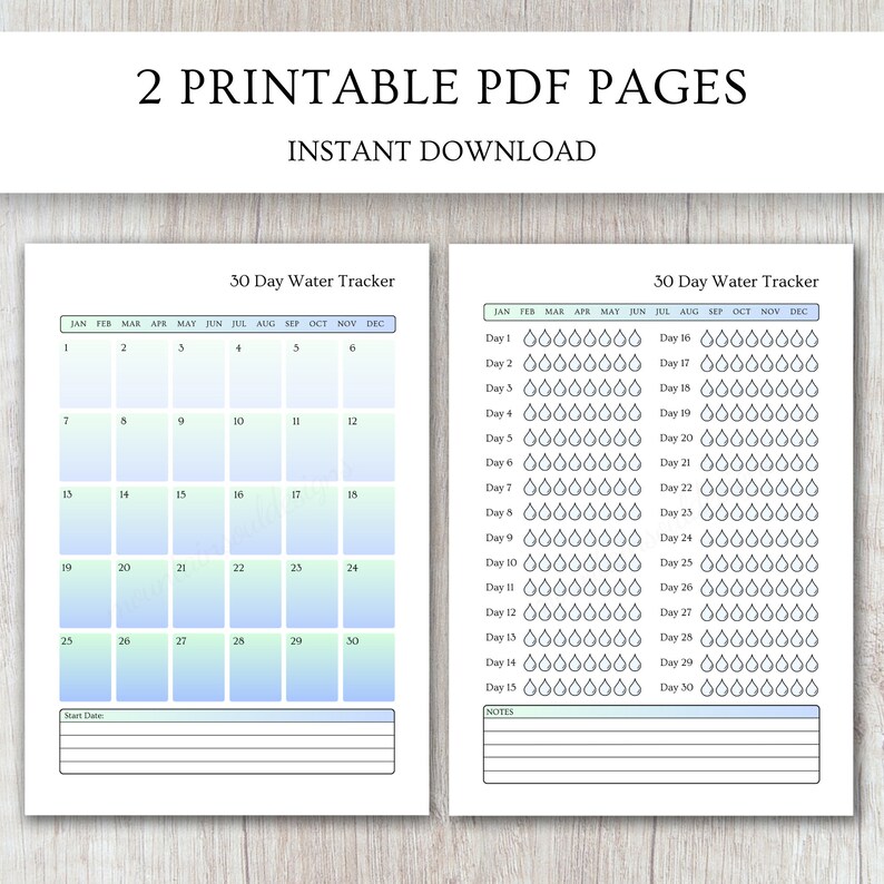 30 Day Water Tracker Challenge for Daily Water Intake Tracker for Water ...
