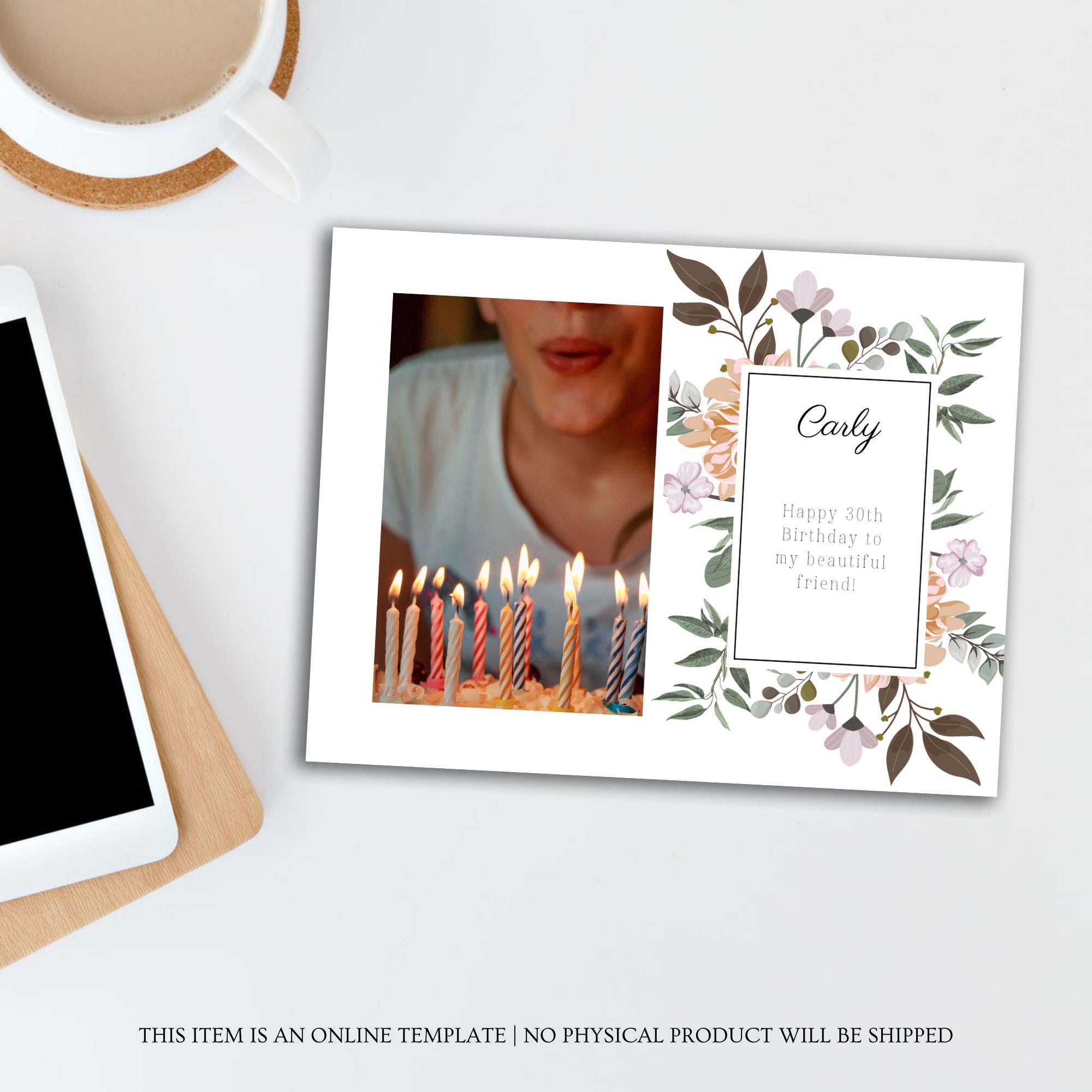 Custom Photo Birthday Card Template: Floral Design (canva Template) - Etsy