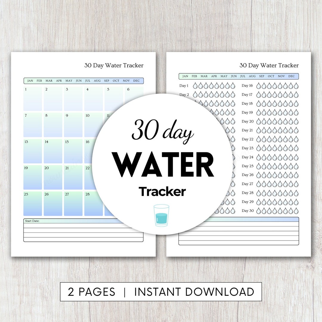 30 Day Water Tracker Challenge for Daily Water Intake Tracker for Water ...