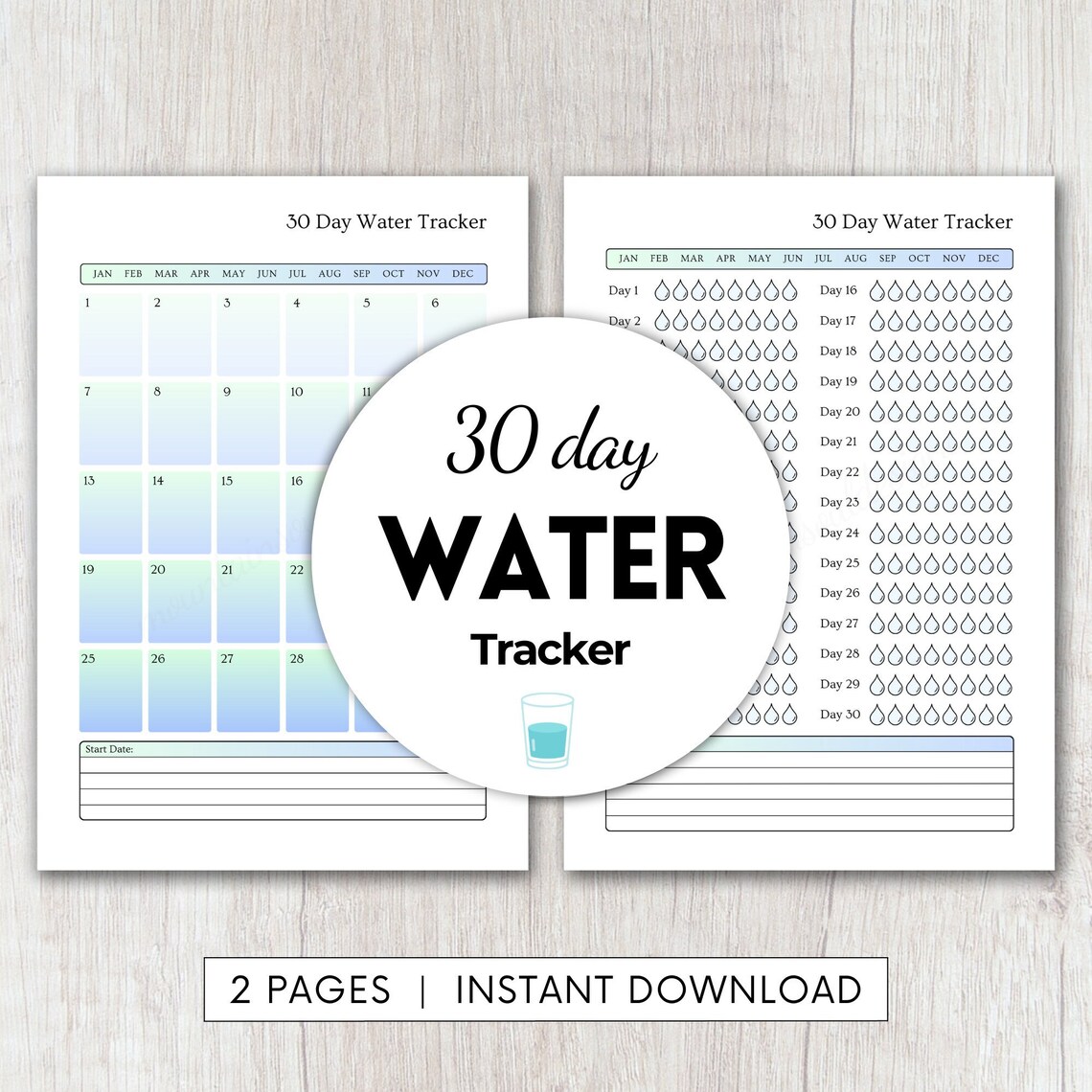 30 Day Water Tracker Challenge: Daily Intake Planner (A4 PDF Digital ...