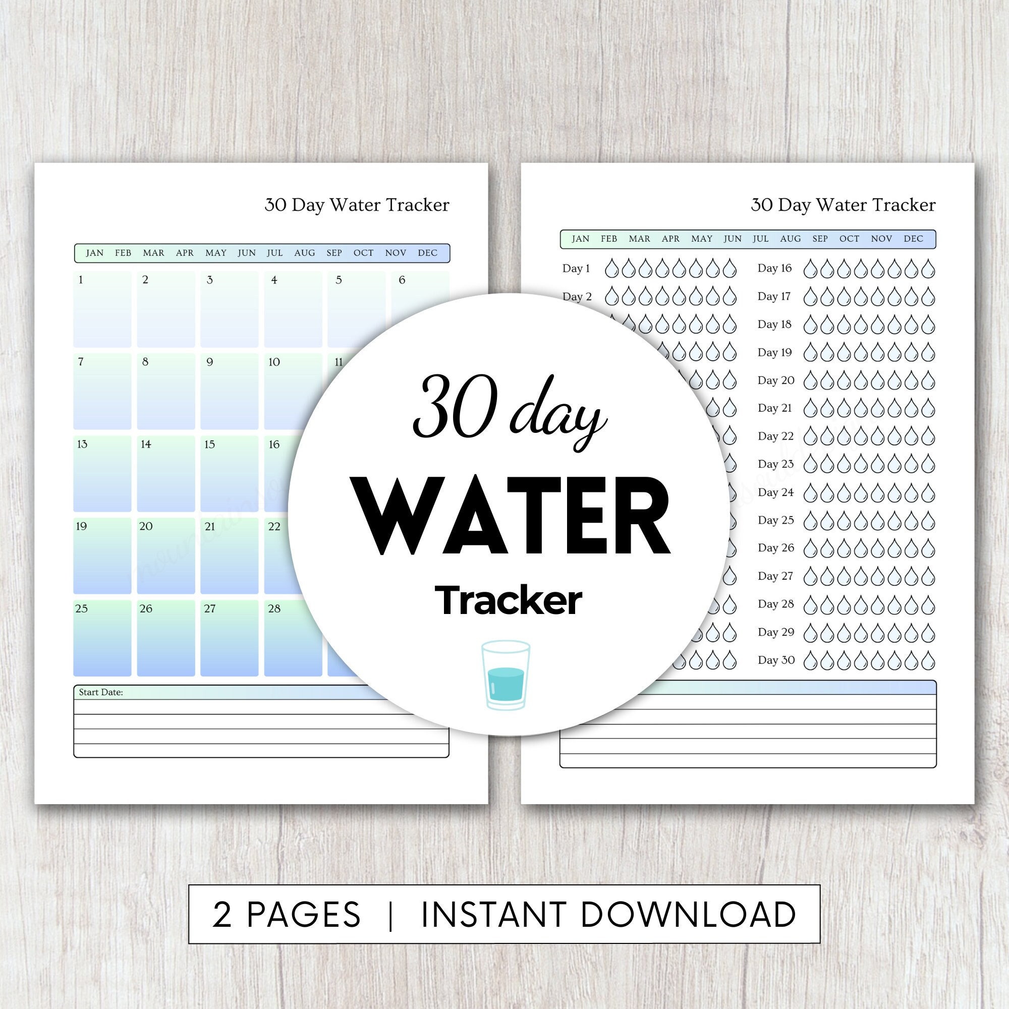 30 Day Water Tracker Challenge for Daily Water Intake Tracker for Water ...