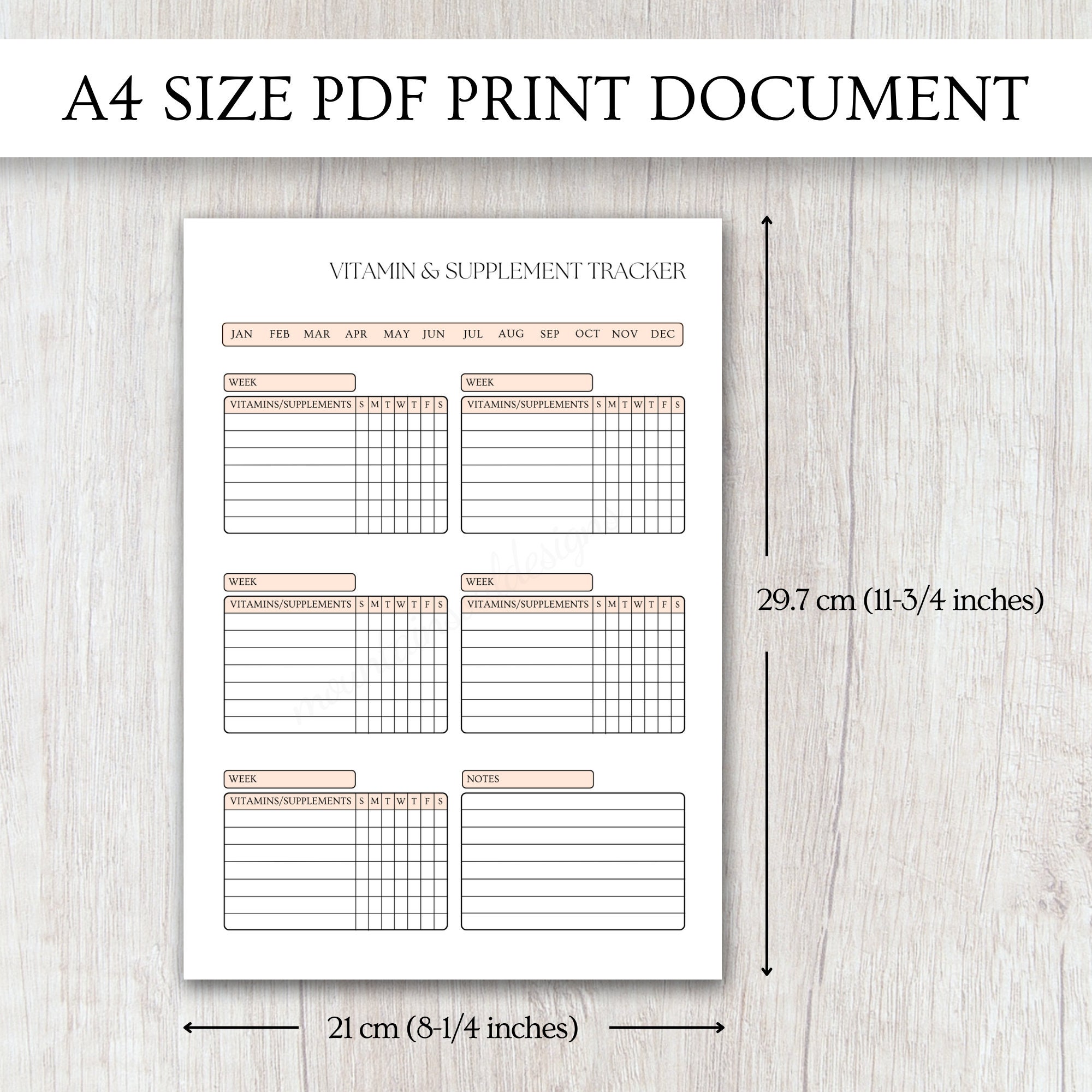 Vitamin Tracker Digital Supplement Tracker for Vitamin and Supplement ...