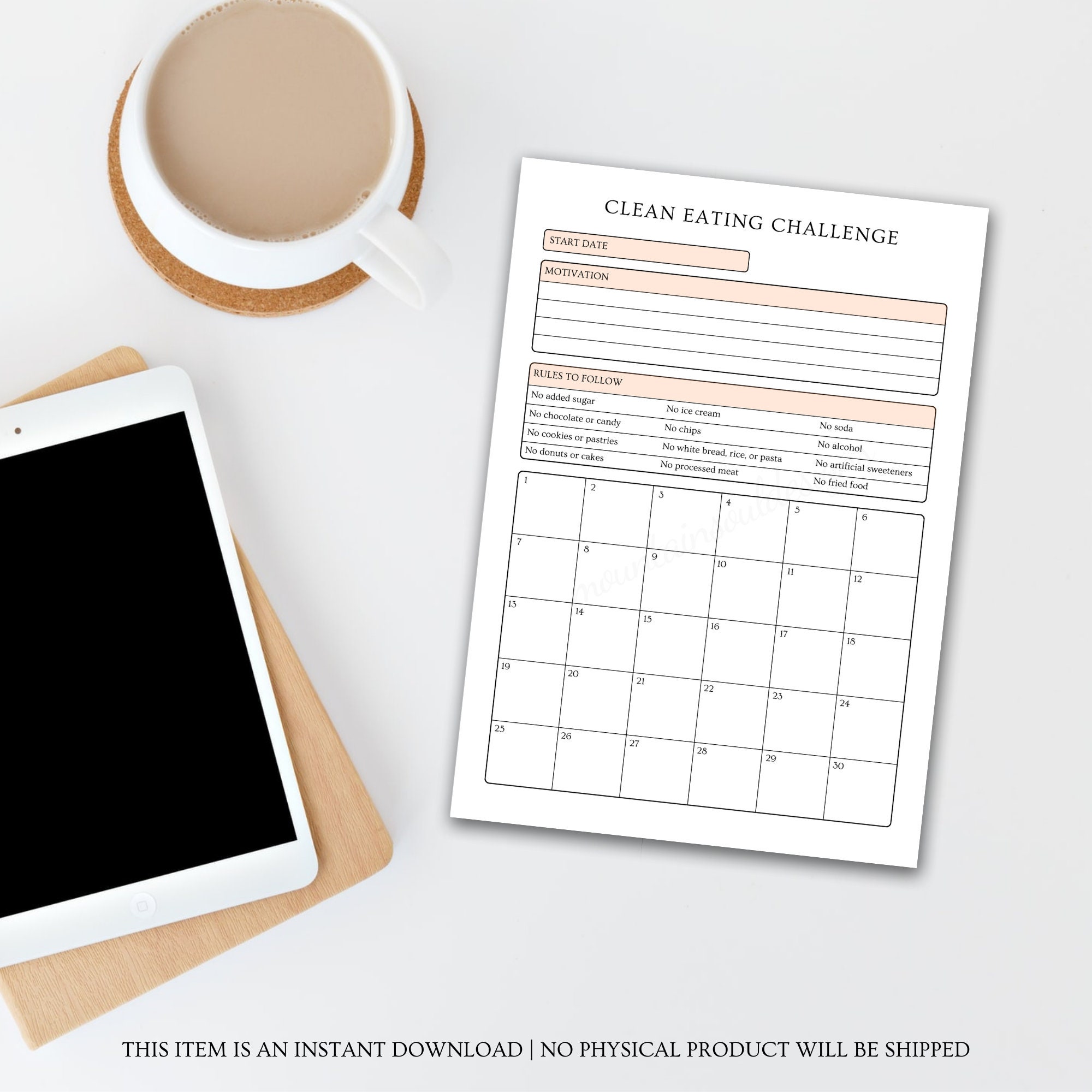 Clean Eating 30 Day Challenge for 30 Day No Junk Food Challenge for 30 ...