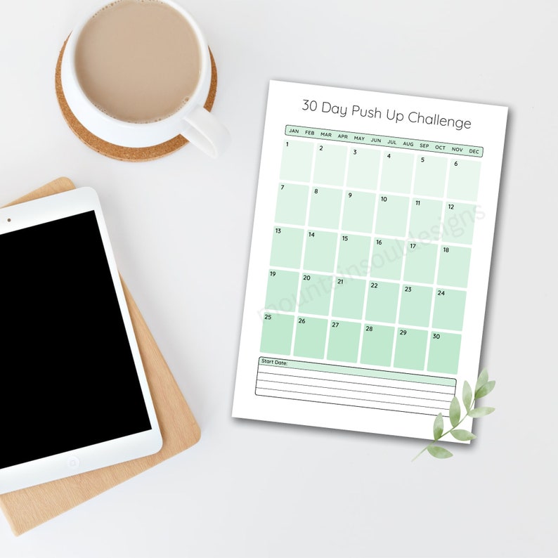 Pushup Goal Tracker for Fitness Workout Planner for Push-up 30 - Etsy