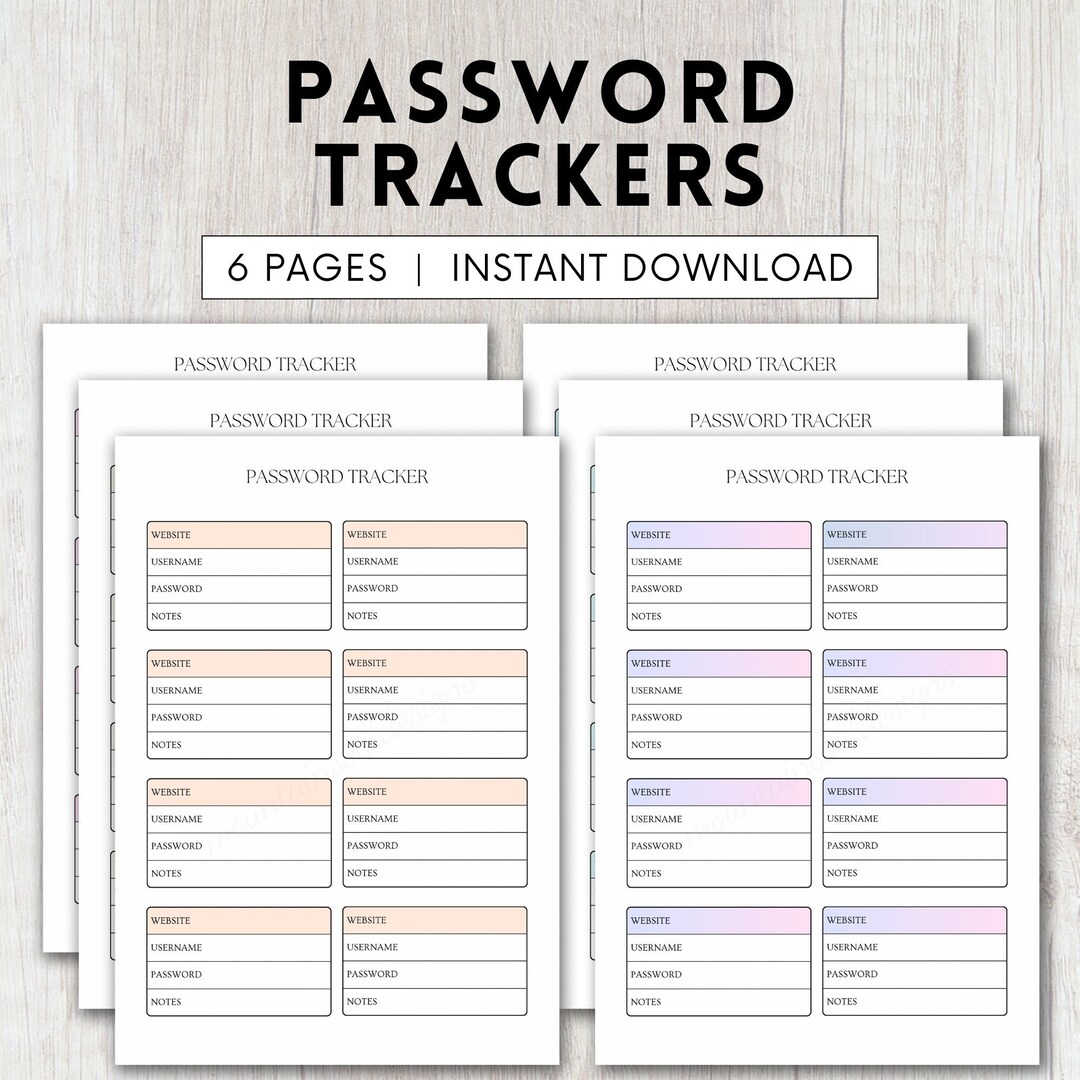 Digital Password Tracker for Digital Password Keeper for Password Log ...