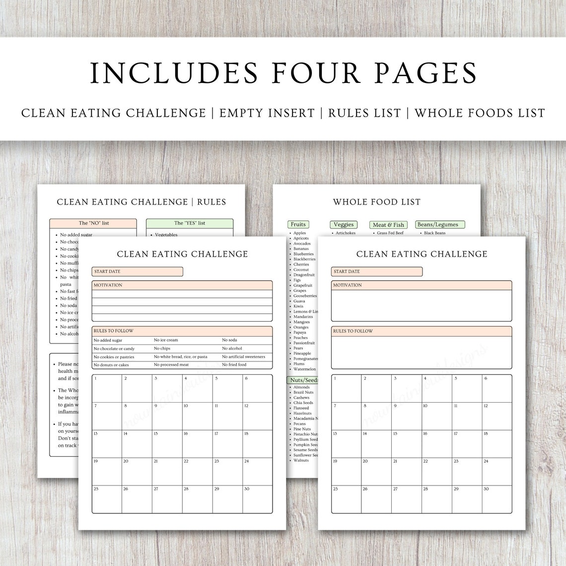 Clean Eating 30-day Challenge Planner (digital Download) - Etsy