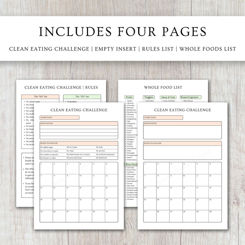 Clean Eating 30 Day Challenge for 30 Day No Junk Food Challenge for 30 ...