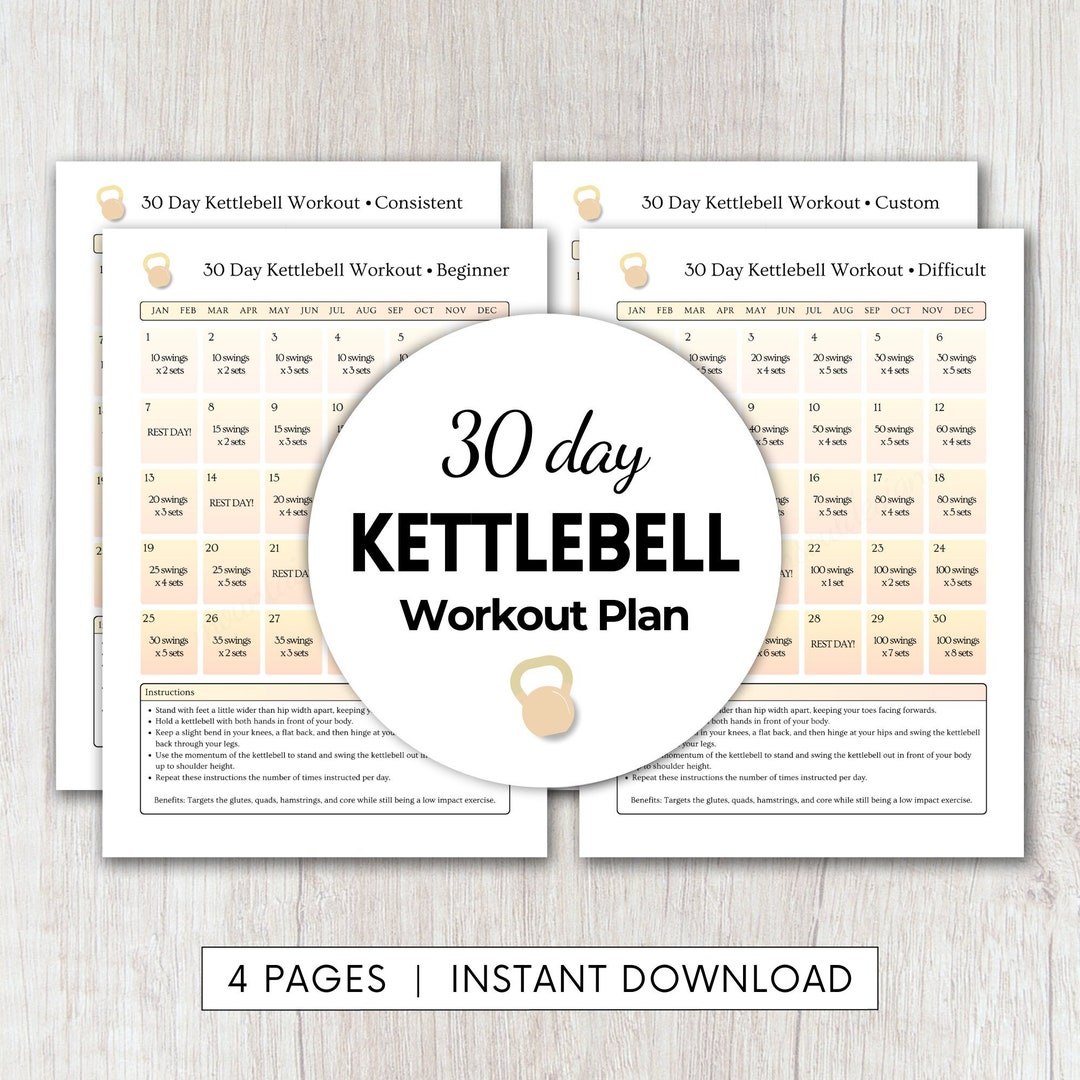 Kettlebell Workout Kettlebell Challenge Kettlebell Tracker 30 Day ...
