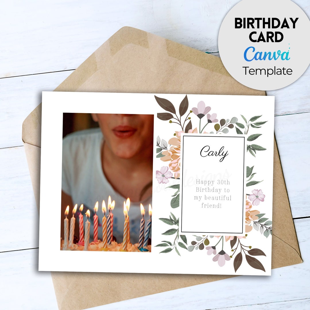 Birthday Card Canva Template Customized Card Birthday Template ...
