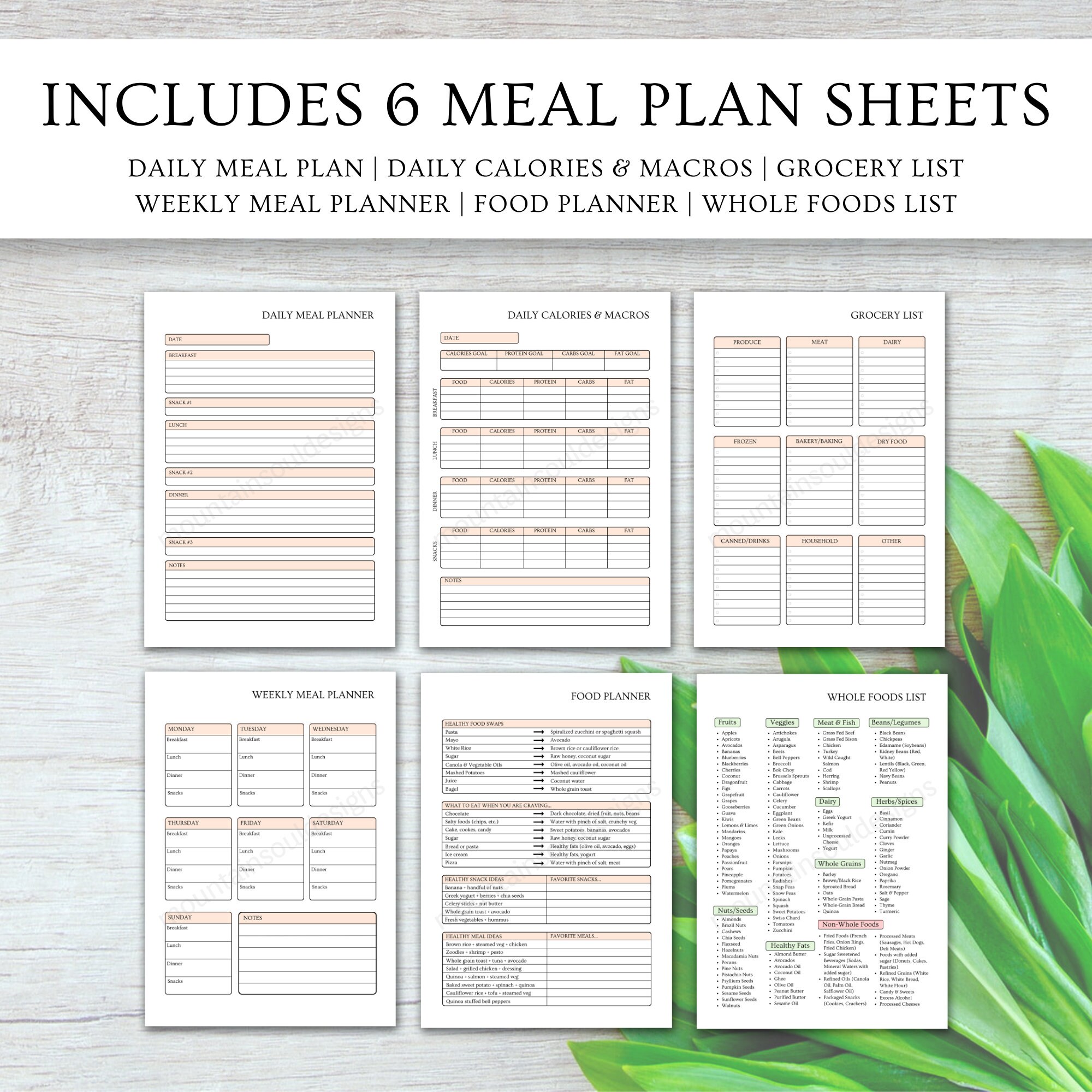 Meal Planner Food Prep Journal Grocery List Healthy Foods Meal Prep ...