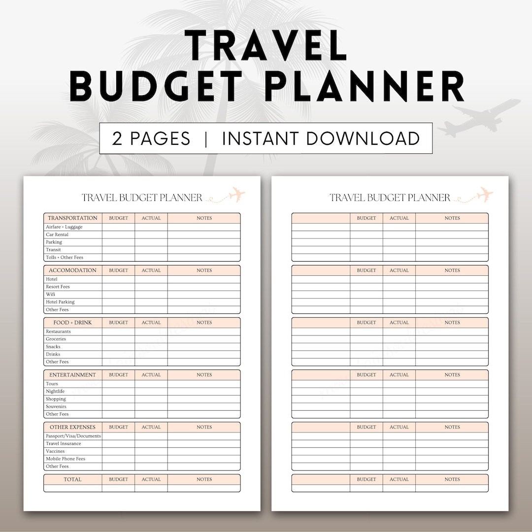 Travel Planner Budget Trip Planner Travel Budget Travel Plan Vacation