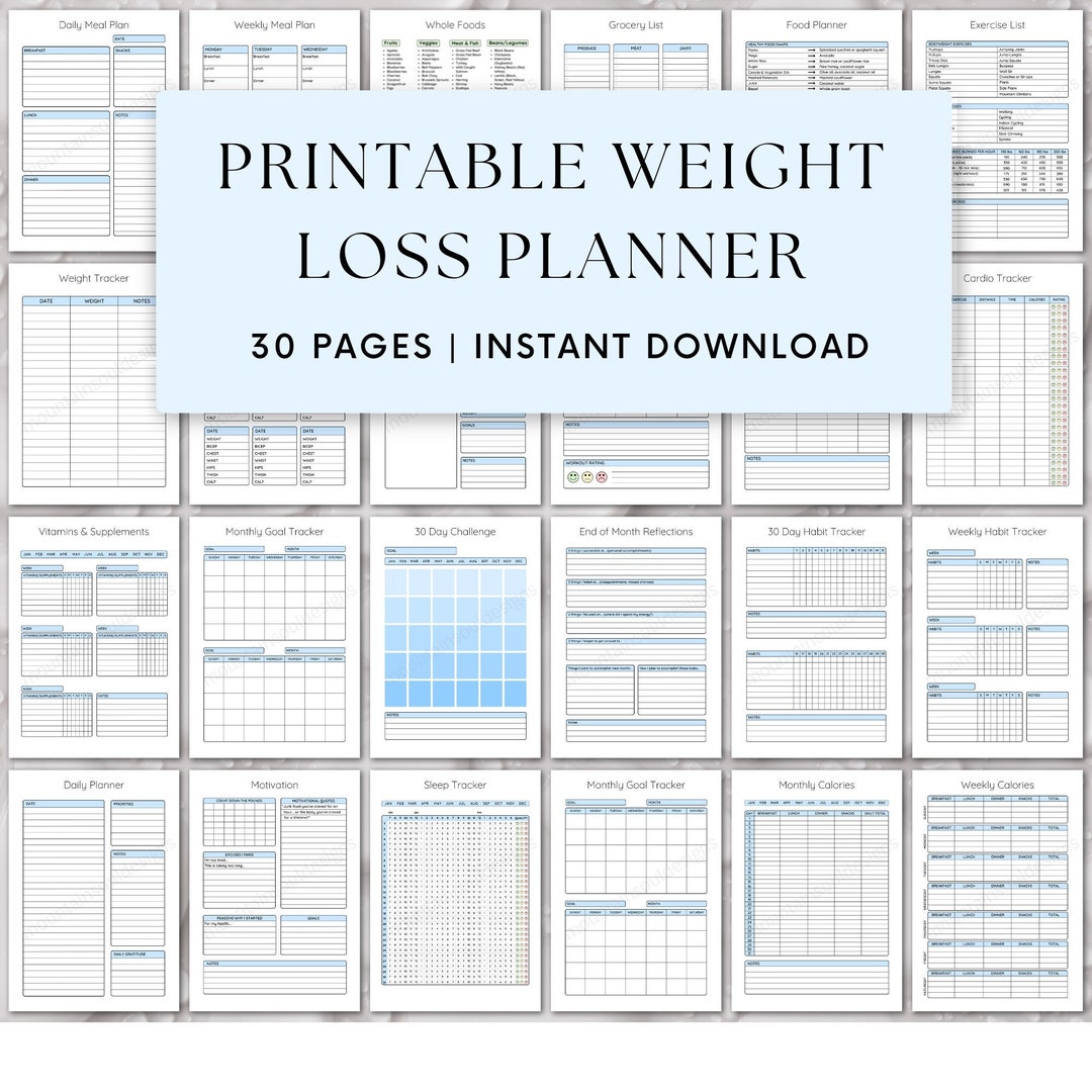 Fitness Planner Printable for Fitness Workout Planner Download for ...