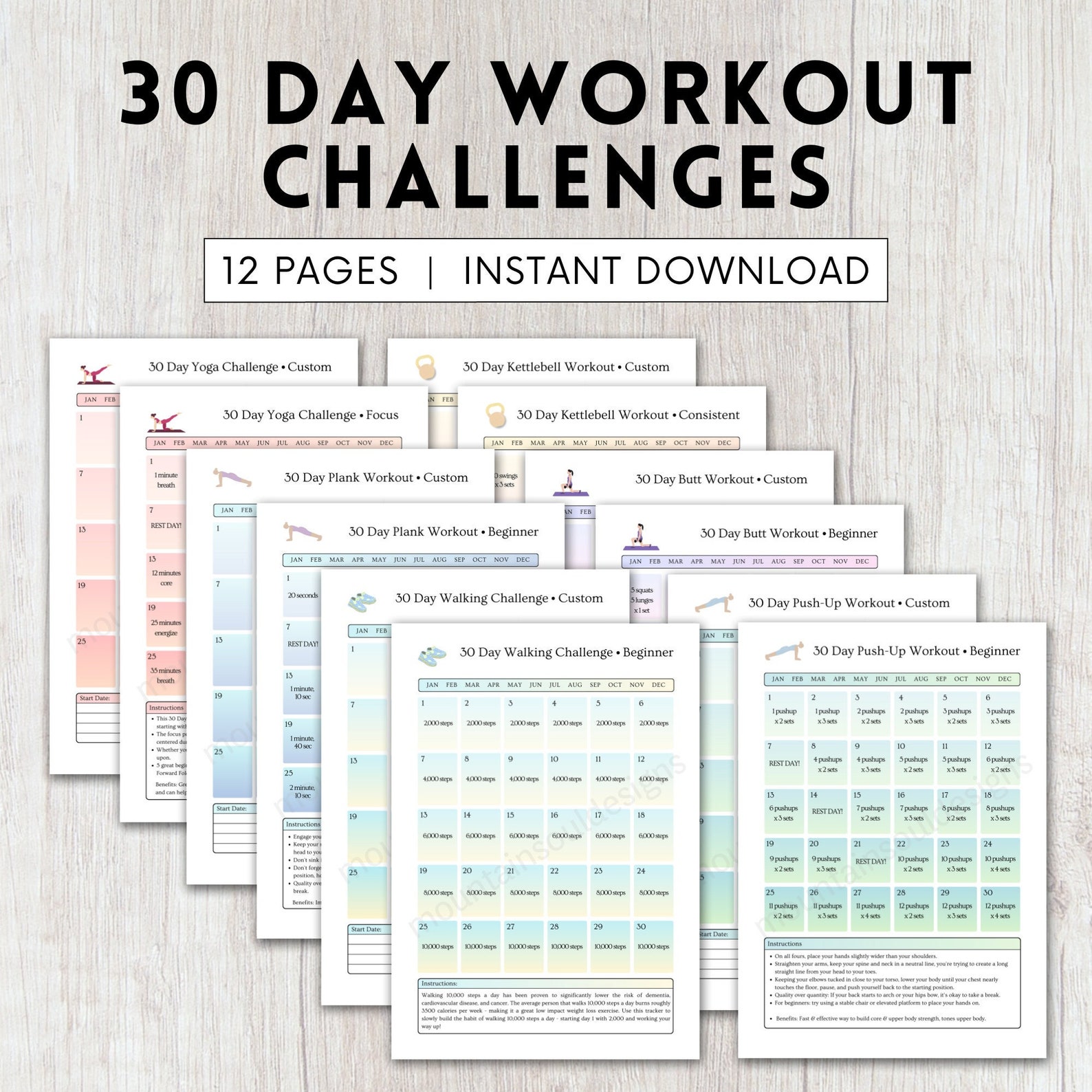 Workout Challenge 30 Day Fitness Challenges for 30 Day Workout ...