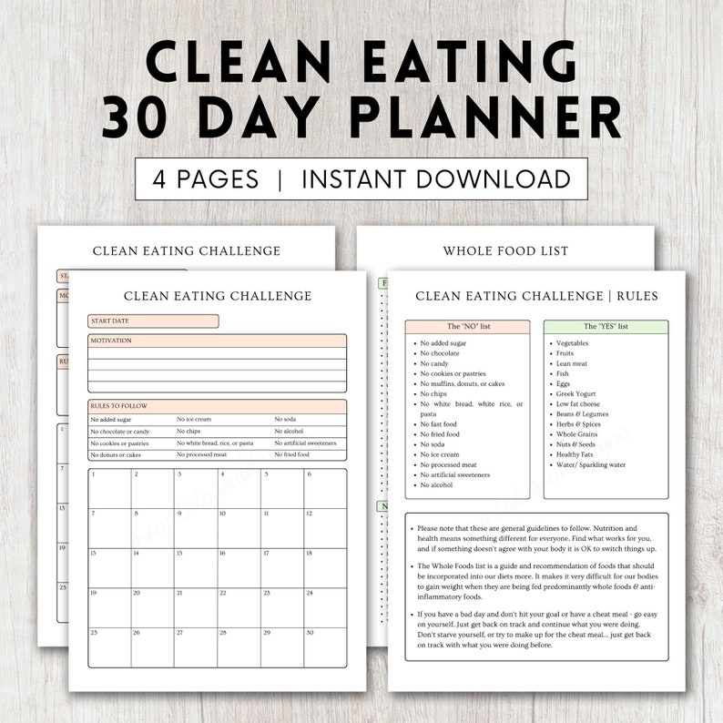 Clean Eating 30 Day Challenge for 30 Day No Junk Food Challenge for 30 ...