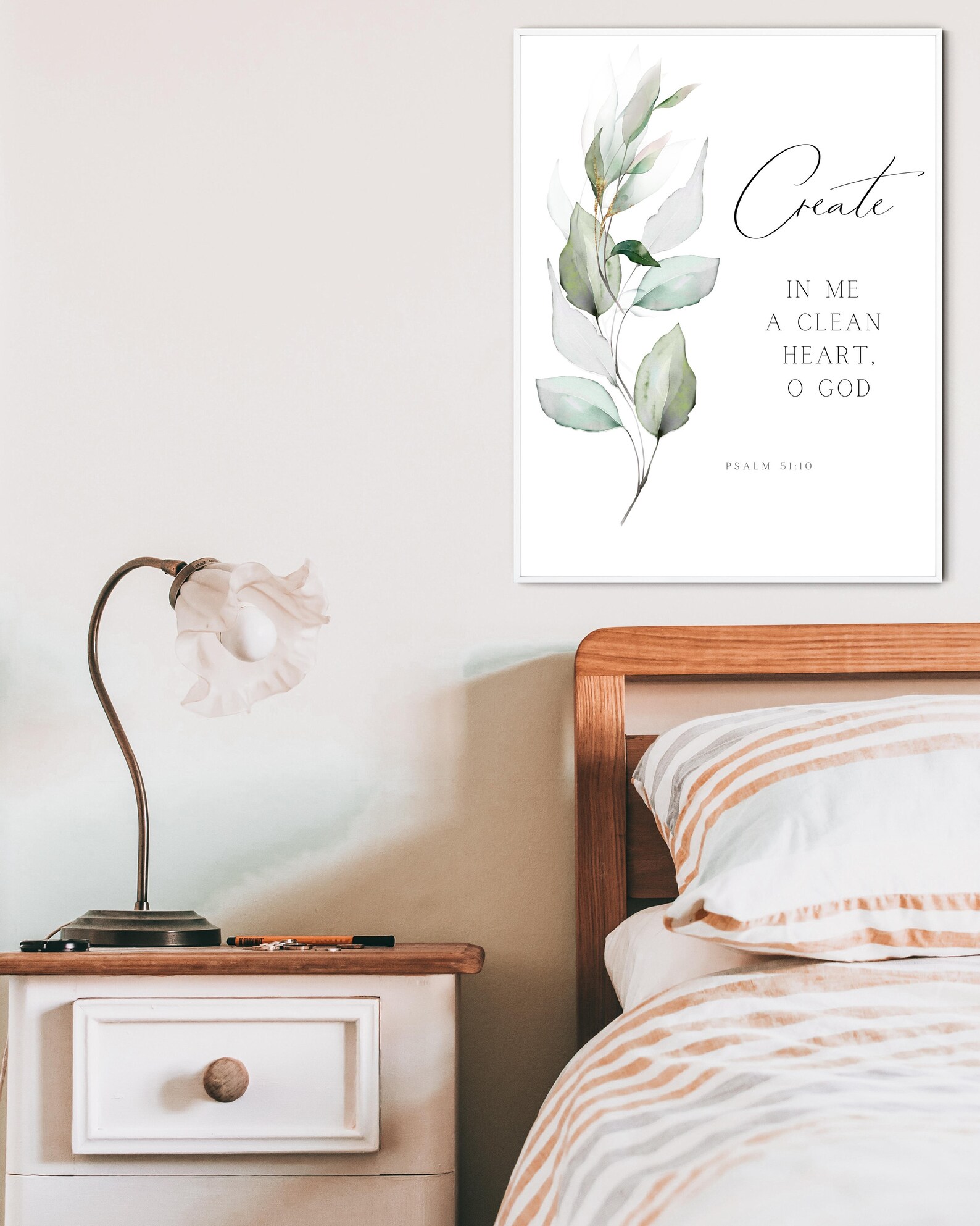 Psalm 51:10 Bible Printable Wall Art Scripture Wall Art Christian Home ...