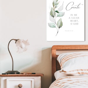 Psalm 51:10 Bible Printable Wall Art - Scripture Wall Art - Christian ...