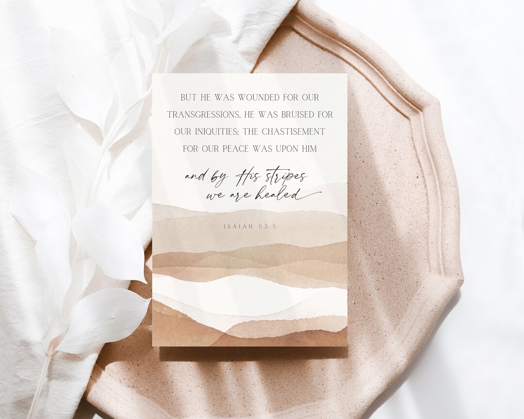 Isaiah 53:5 Printable Christian Wall Art, Bible Verse Art Poster Sign ...