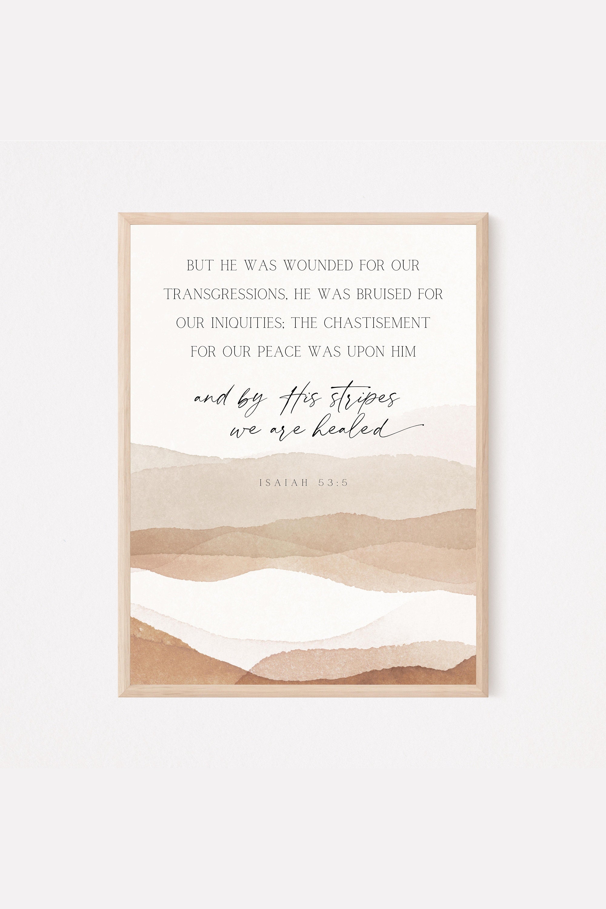 Isaiah 53:5 Printable Christian Wall Art, Bible Verse Art Poster Sign ...