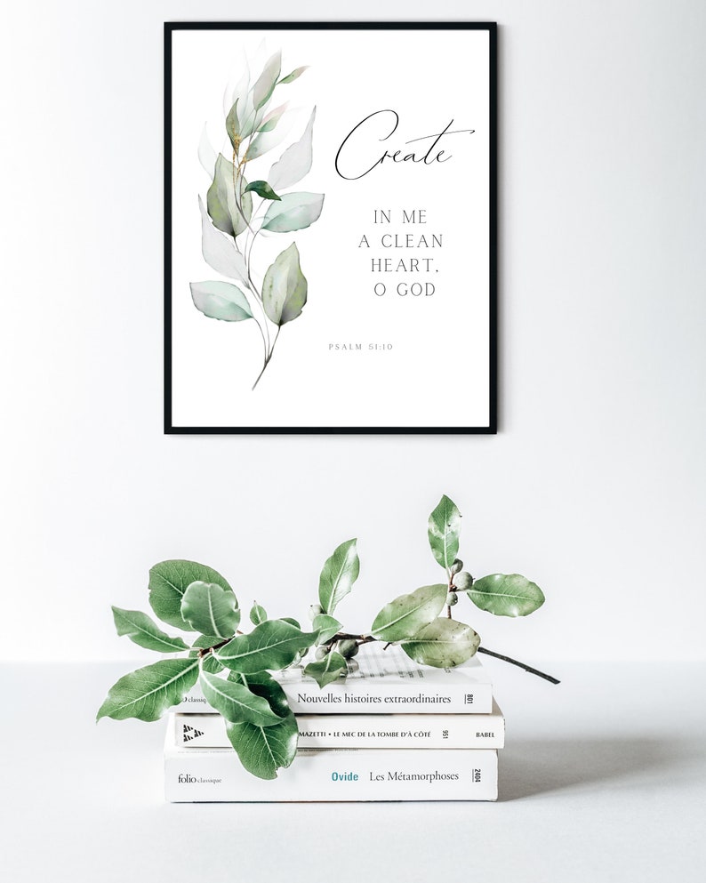 Psalm 51:10 Bible Printable Wall Art - Scripture Wall Art - Christian ...
