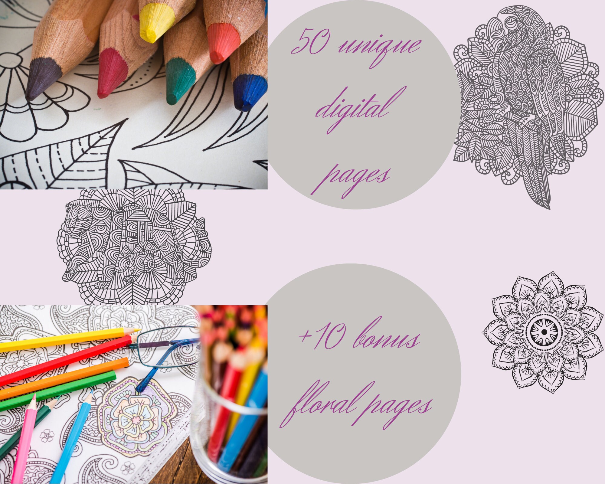 Mandala Colouring Pages Digital Print Mandala Colouring Pages for ...