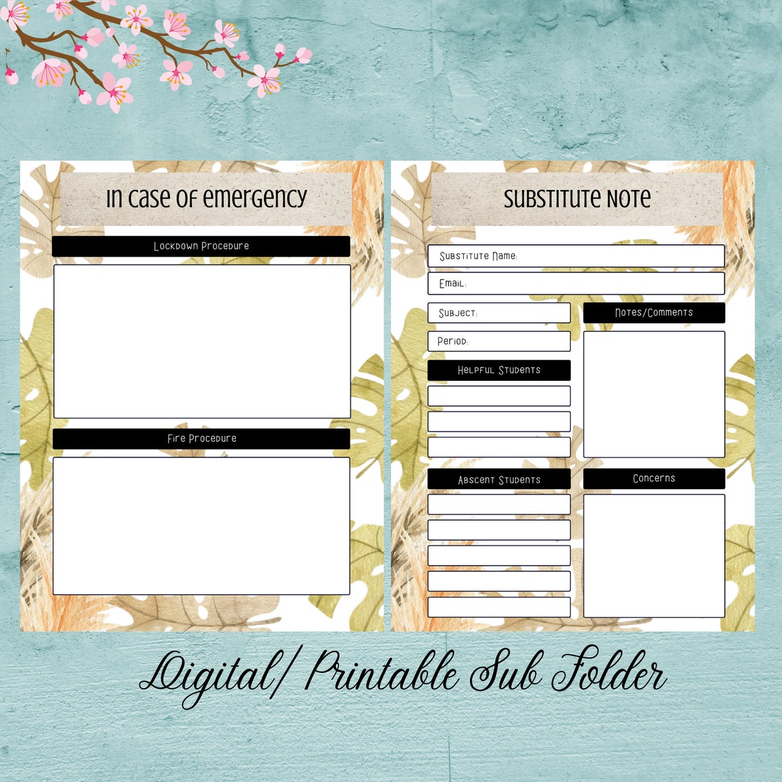Digital/printable Substitute Folder Template - Etsy