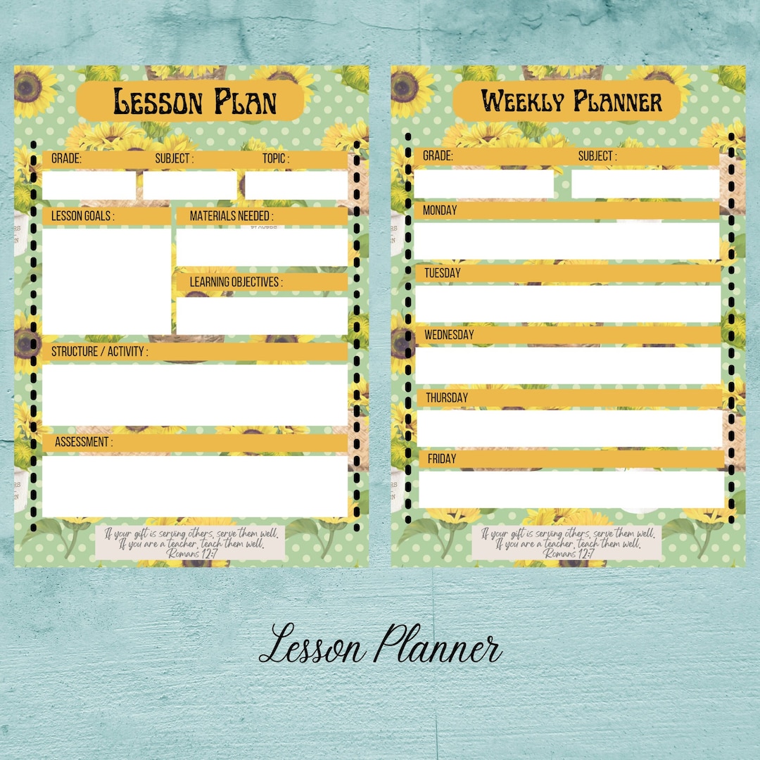 Printable Lesson Plan Organizer for Teachers, Teacher Binder, Instant ...