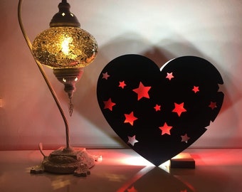 Wooden Heart Light - Etsy