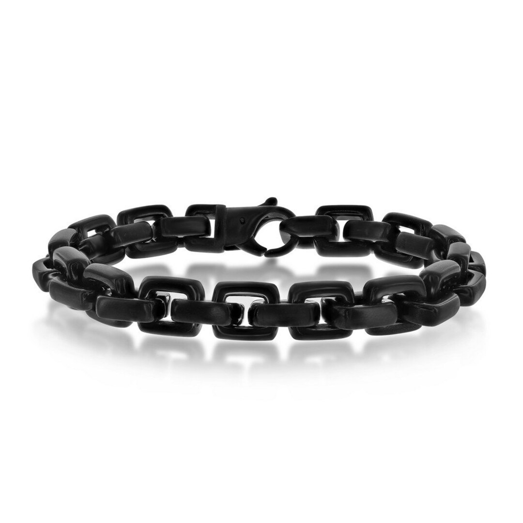 MEN'S BRACELET, Black Stainless Chain Bracelet, Stainless Steel Black ...