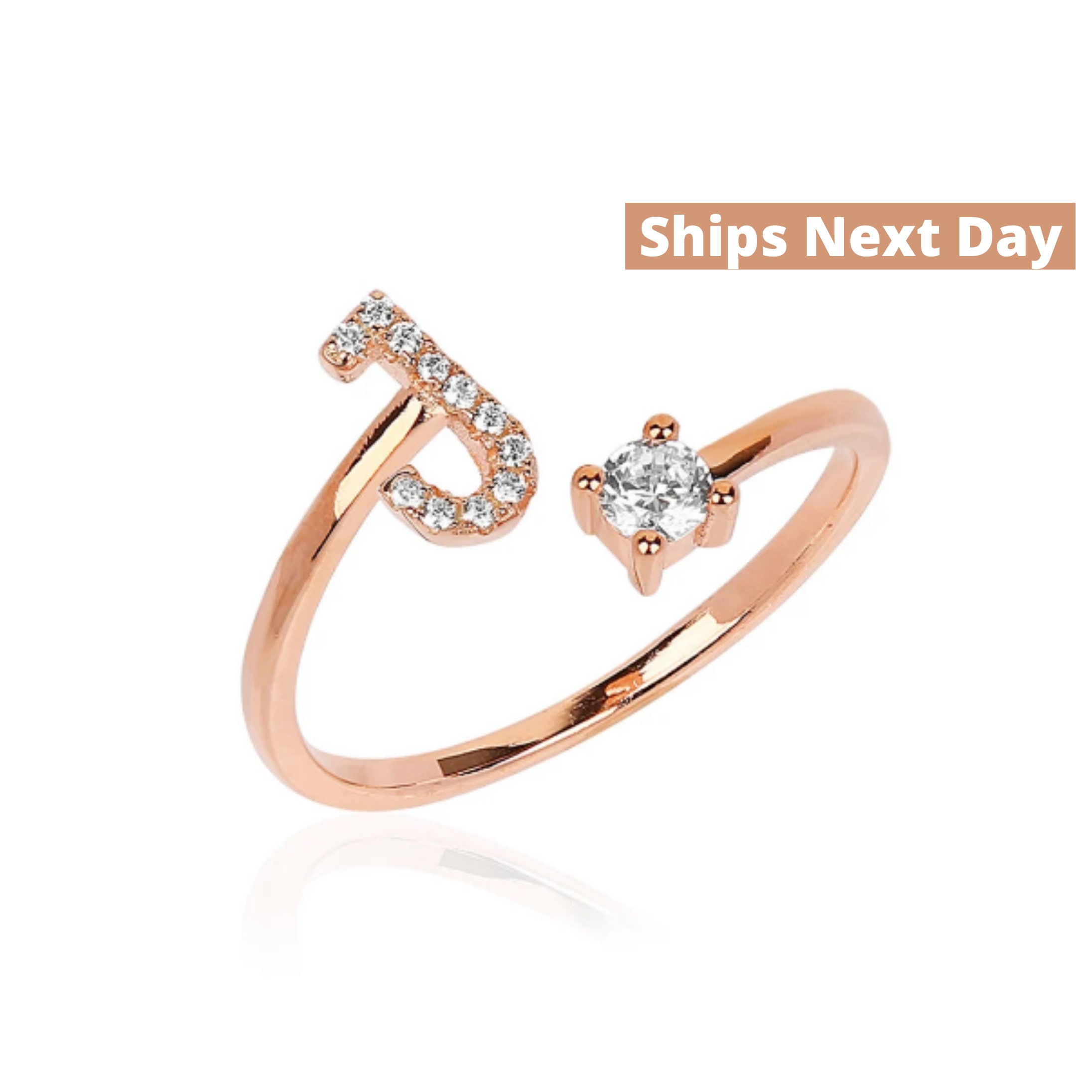 INITIAL RING J • Gift for Her • Personalized Gift • Letter Ring ...