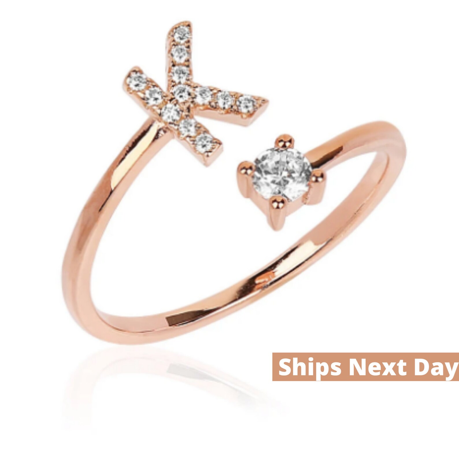 INITIAL RING K • Gift for Her • Personalized Gift • Letter Ring ...