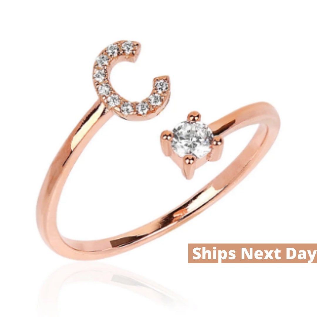 INITIAL RING C • Gift for Her • Personalized Gift • Letter Ring ...