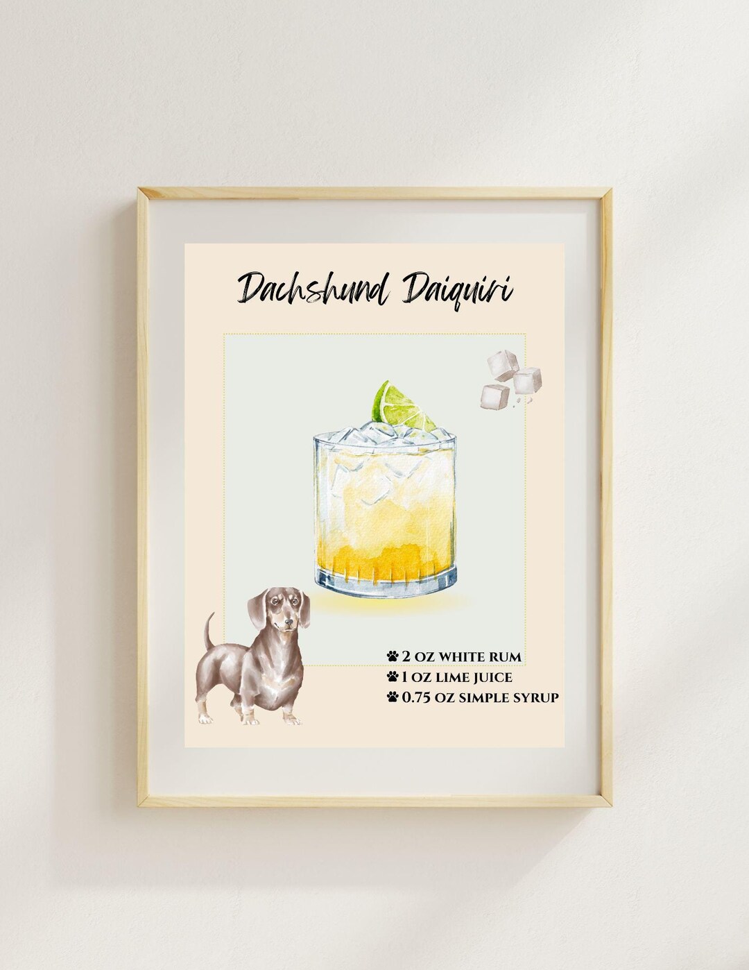 Daiquiri Wall Art | Dog Cocktail Sign | Dachshund Gift for Her ...
