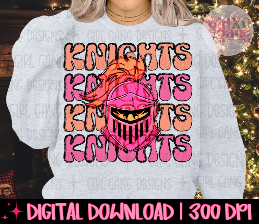 Pink Orange Knights Png, Cute Pink Mascot Png, Cute Retro Sports Design ...