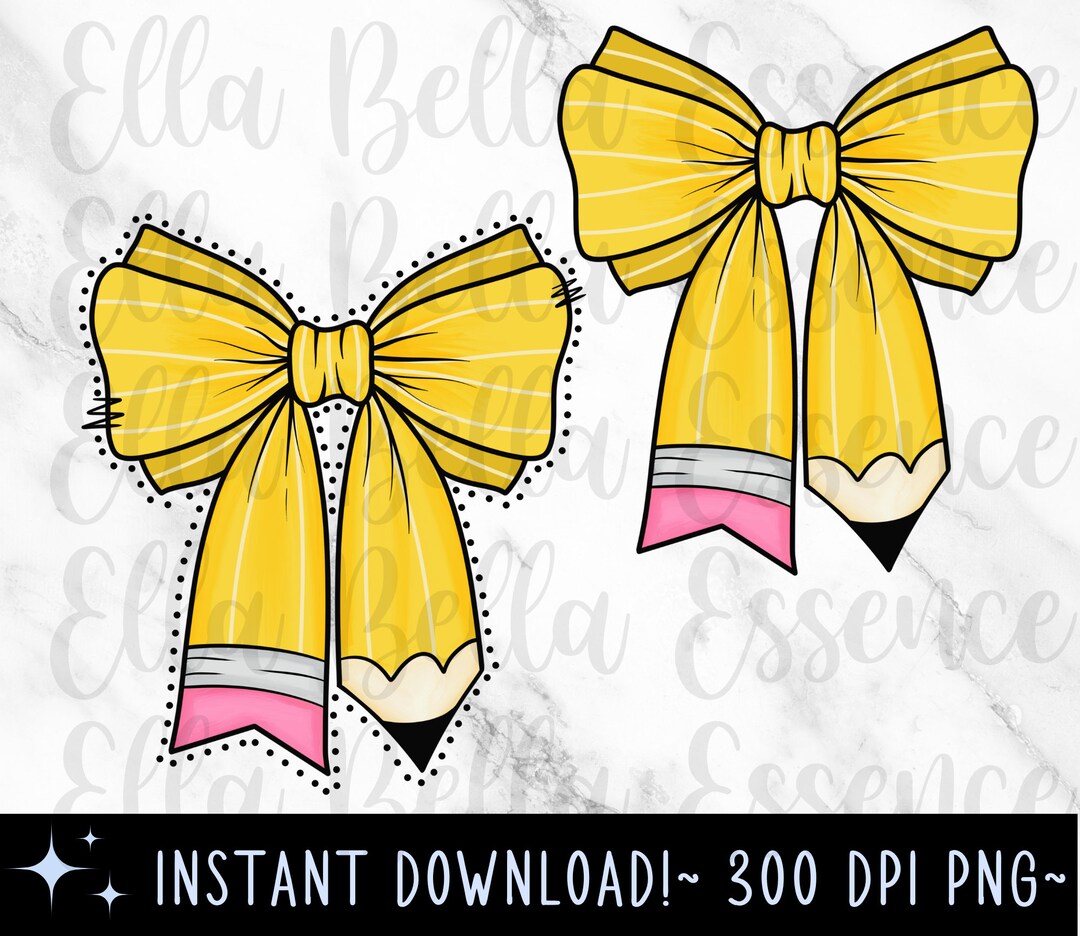 Pencil Bow Element Png, Two Pencil Themed Bows Included 300 Dpi, Use in ...