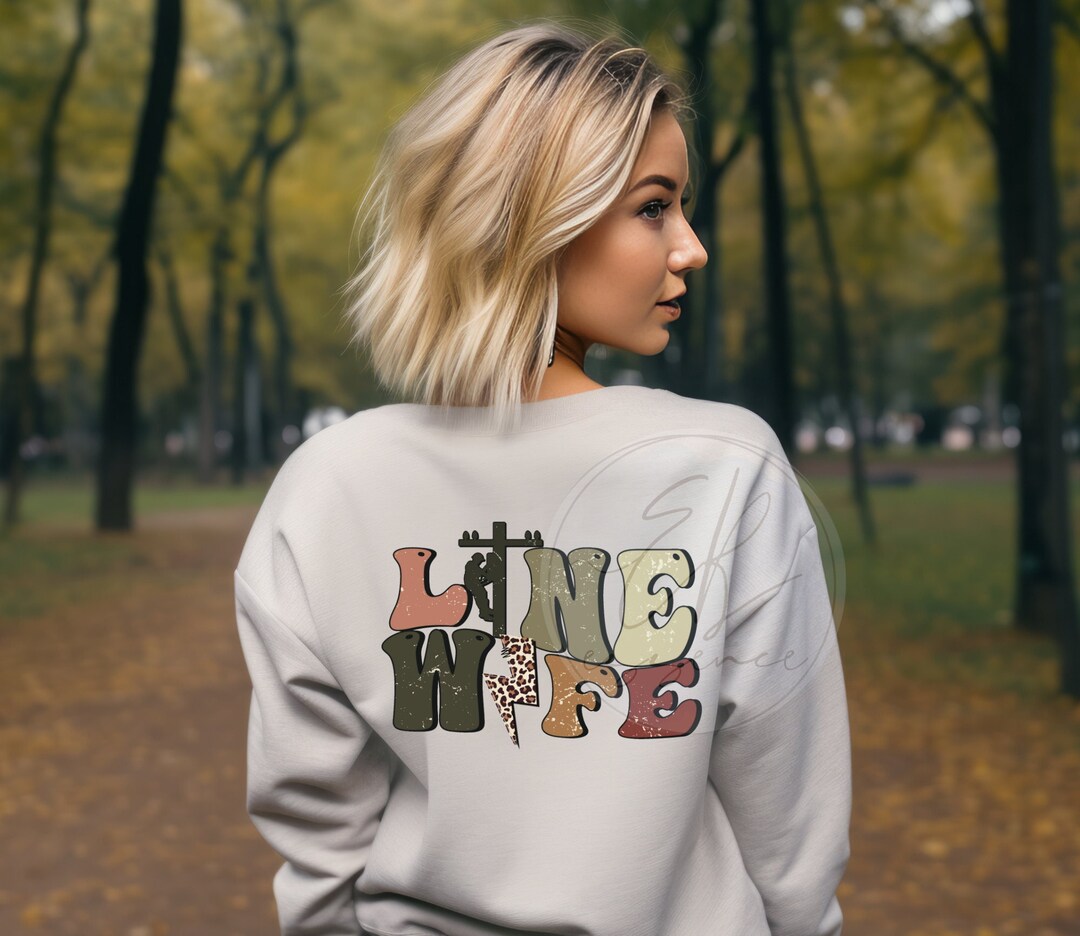 Line Wife With Pocket Design , Wavy Text Back Design, Gildan Unisex ...