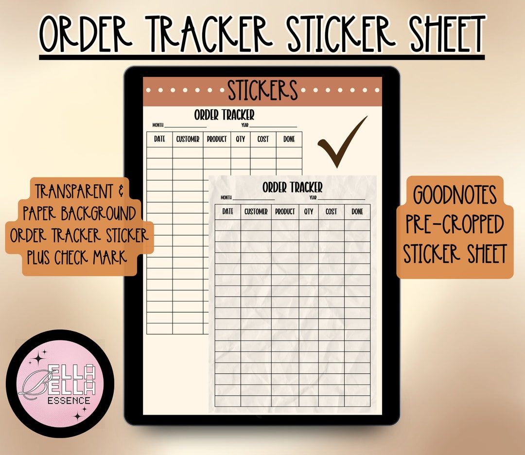 Order Tracker Sticker Sheet for Goodnotes Only, Pre Cropped Sheet ...