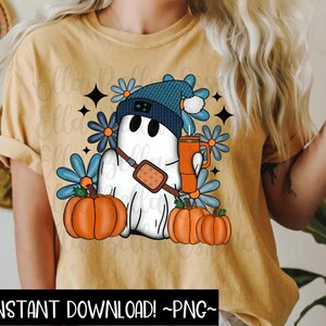 Boojee Ghost Png, Blue Floral Ghost, Tumbler Ghost With Side Purse and ...