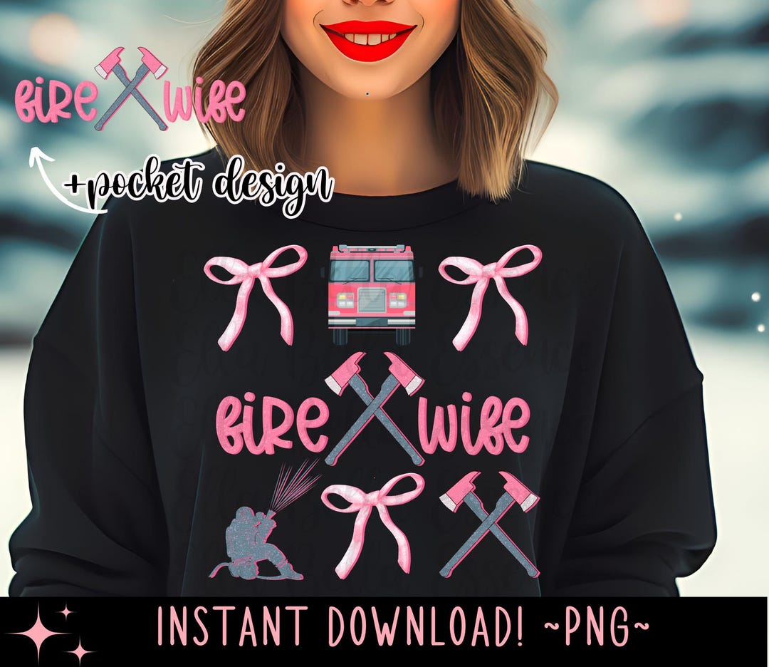 Pink Fire Wife Coquette Png, Faux Glitter Fire Truck Png, Lightning ...