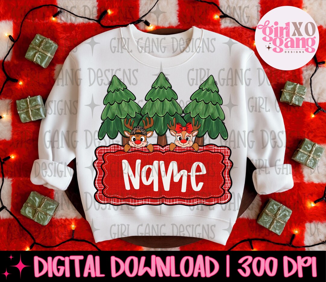 Custom Christmas Name Plate Png, Doodle Reindeer Name Plate Png ...