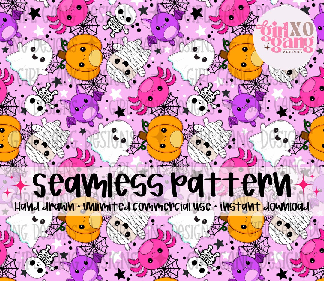 Squish Halloween Doodle Senses Pattern , Purple Halloween Pattern Png ...