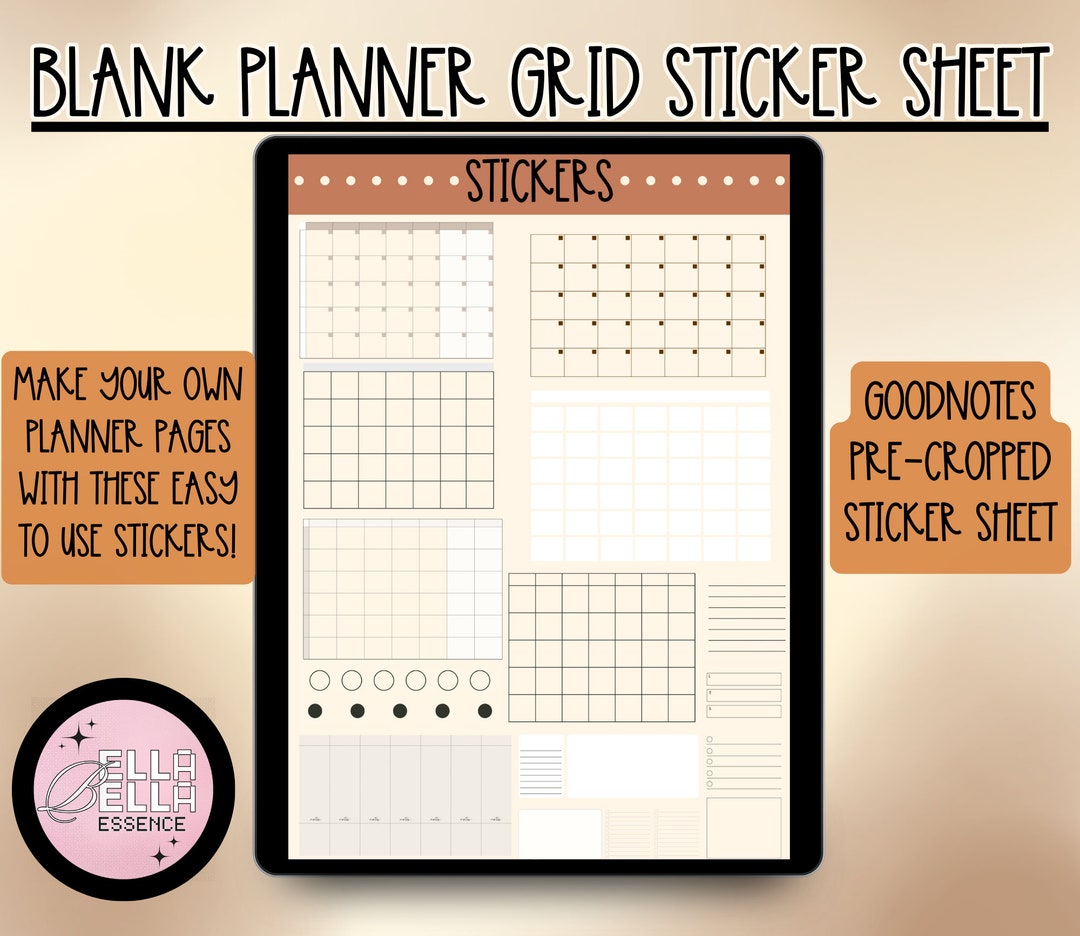 Blank Planner Template Sticker Sheet for Goodnotes Only, Pre Cropped ...