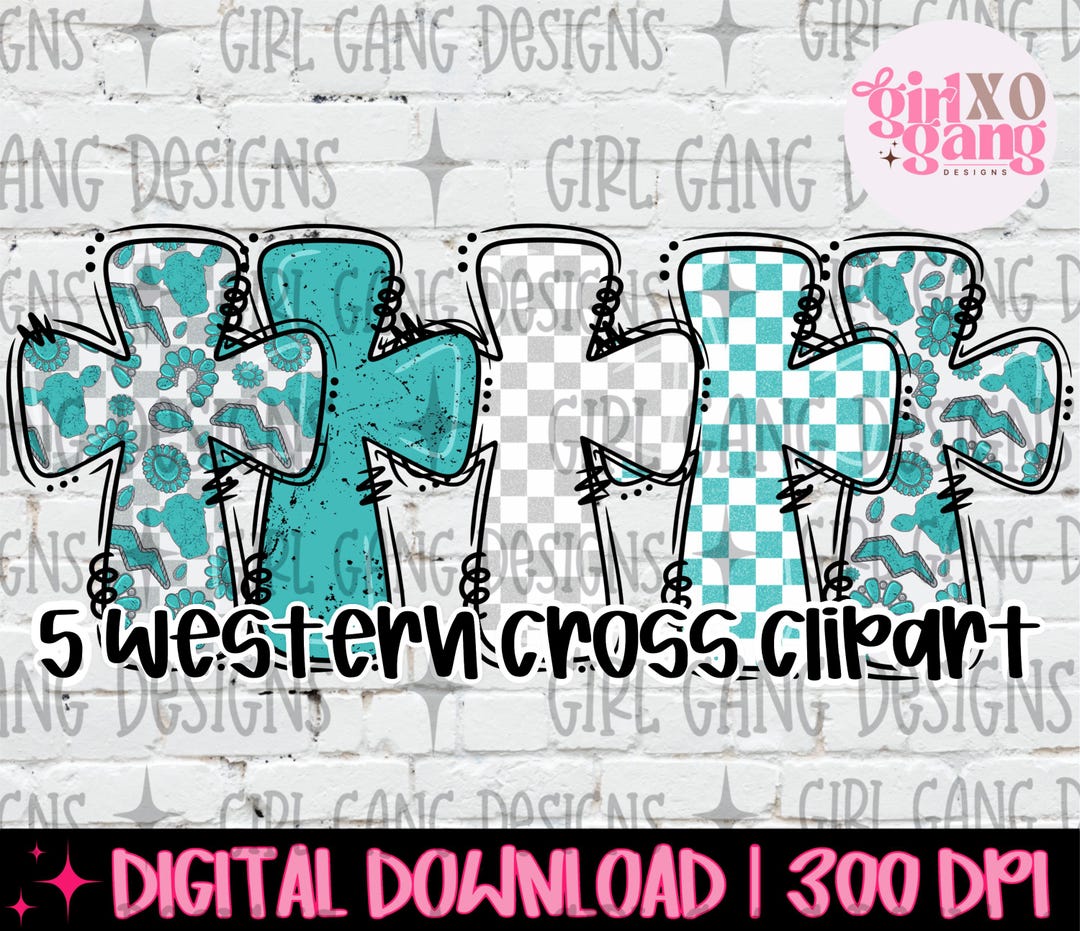 Western Turquoise Cross Clipart Bundle 5 Hand Drawn Png Files ,faith ...
